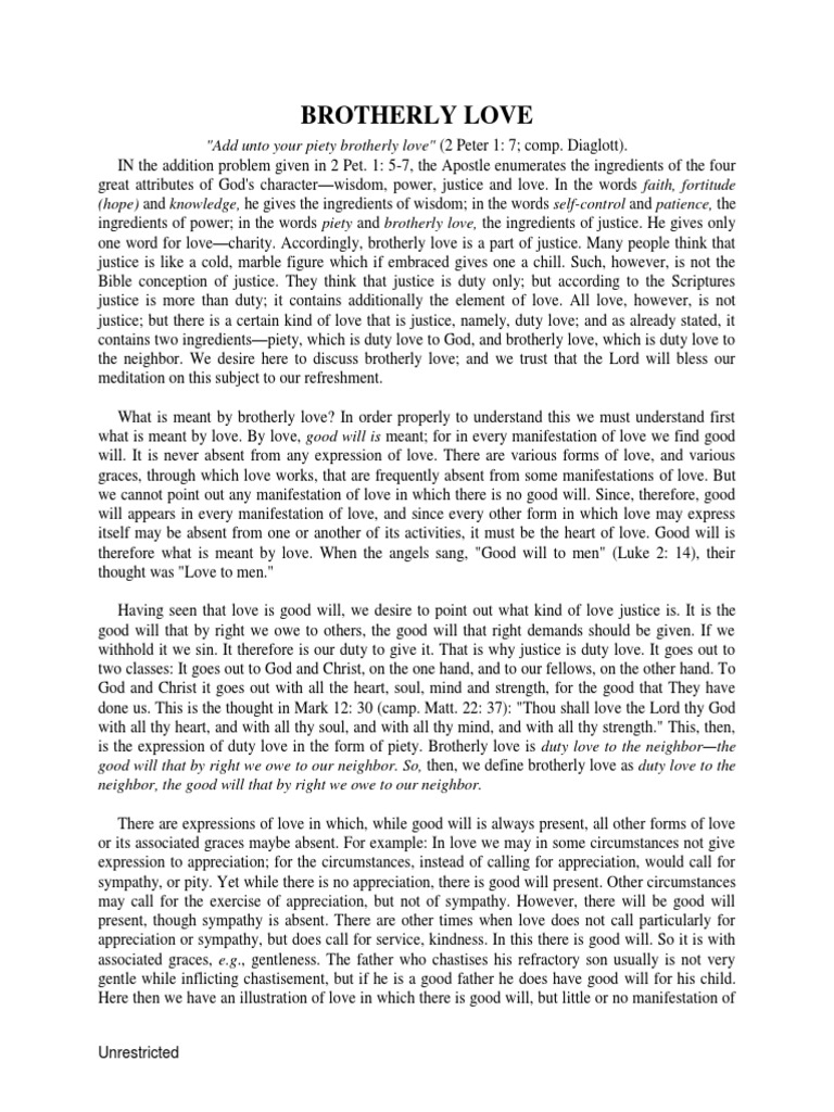 Brotherly Love | PDF | Love | Ethical Principles