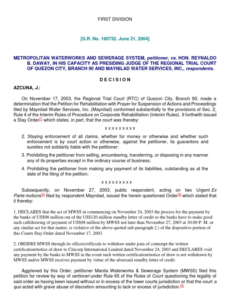 MWSS vs Maynilad water dispute | PDF | Letter Of Credit | Guarantee