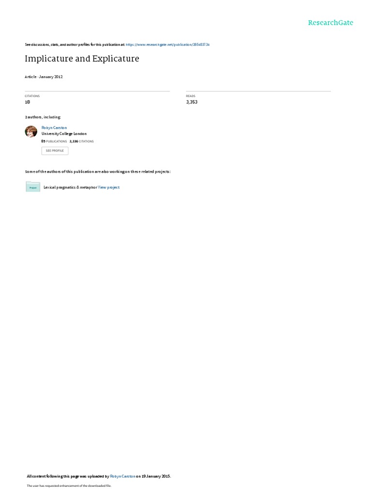 Implicature and Explicature PDF | PDF | Semantics | Logic