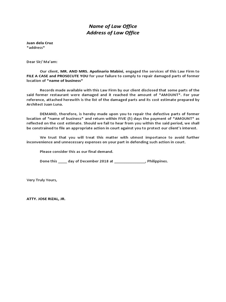 Name of Law Office Address of Law Office: Juan Dela Cruz | PDF