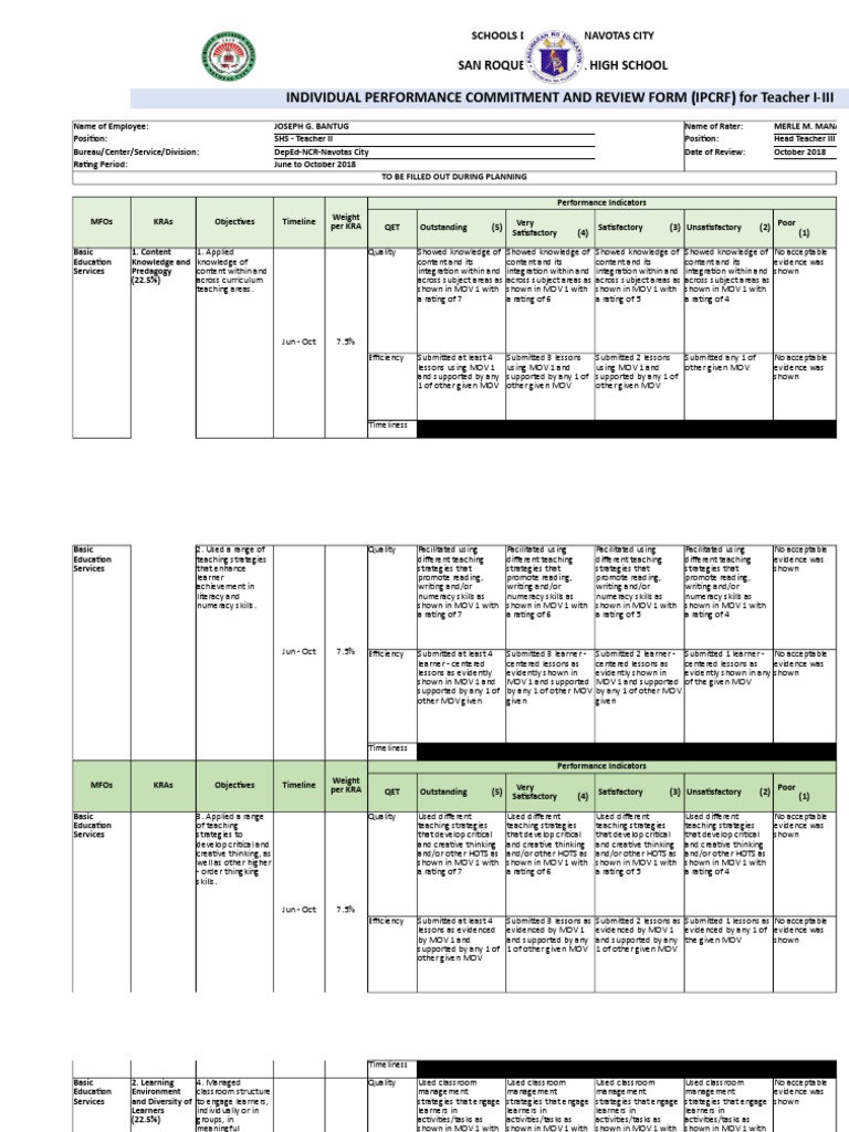New Ipcrf 2018 2019 Download Free Pdf Differentiated Instruction