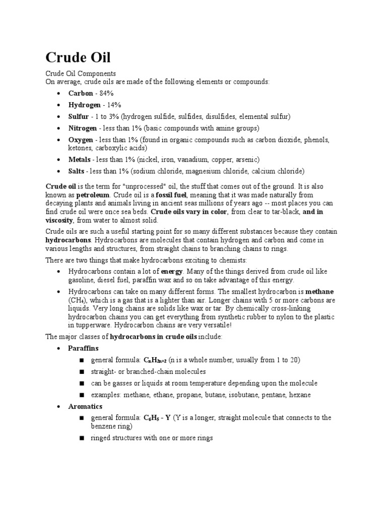 Crude Oil | PDF | Cracking (Chemistry) | Petroleum