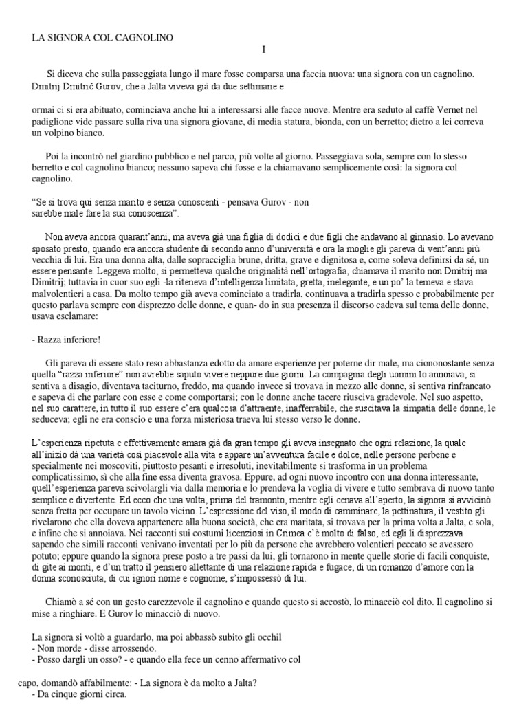 Cechov La Signora Col Cagnolino Pdf