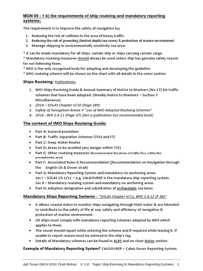 Ships Routeing and Mandatory Reporting System | Search And Rescue | Ships