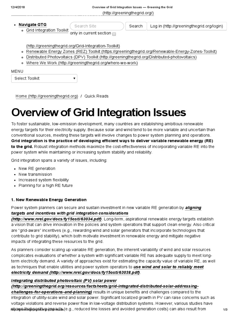 Overview of Grid Integration Issues - Greening The Grid | PDF ...