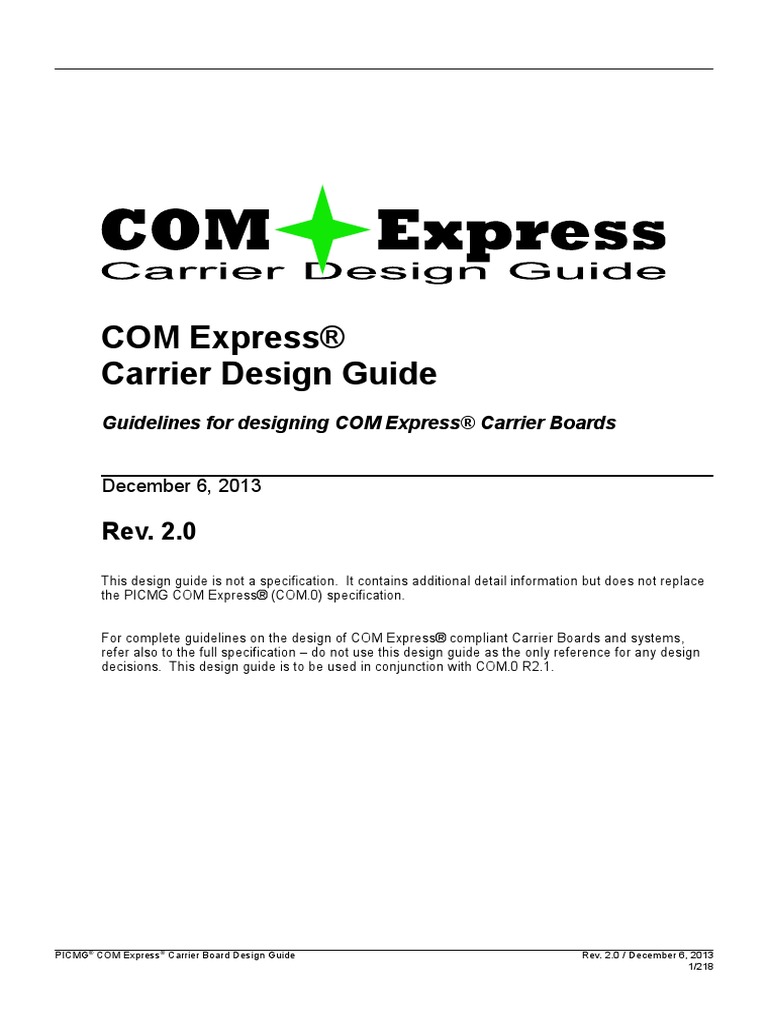 COM Express® Carrier Design Guide | PDF | Hdmi | Manufactured Goods