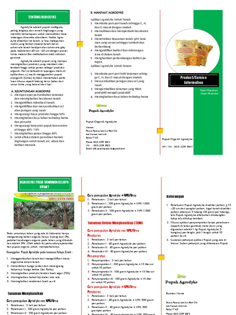 Brosur Pupuk Agrodyke, Pupuk TERLARIS Dan Terbaik Untuk Tanaman | PDF