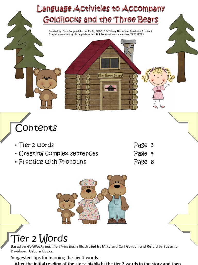 Goldilocks and the Three Bears Activities | PDF | Goldilocks And The ...