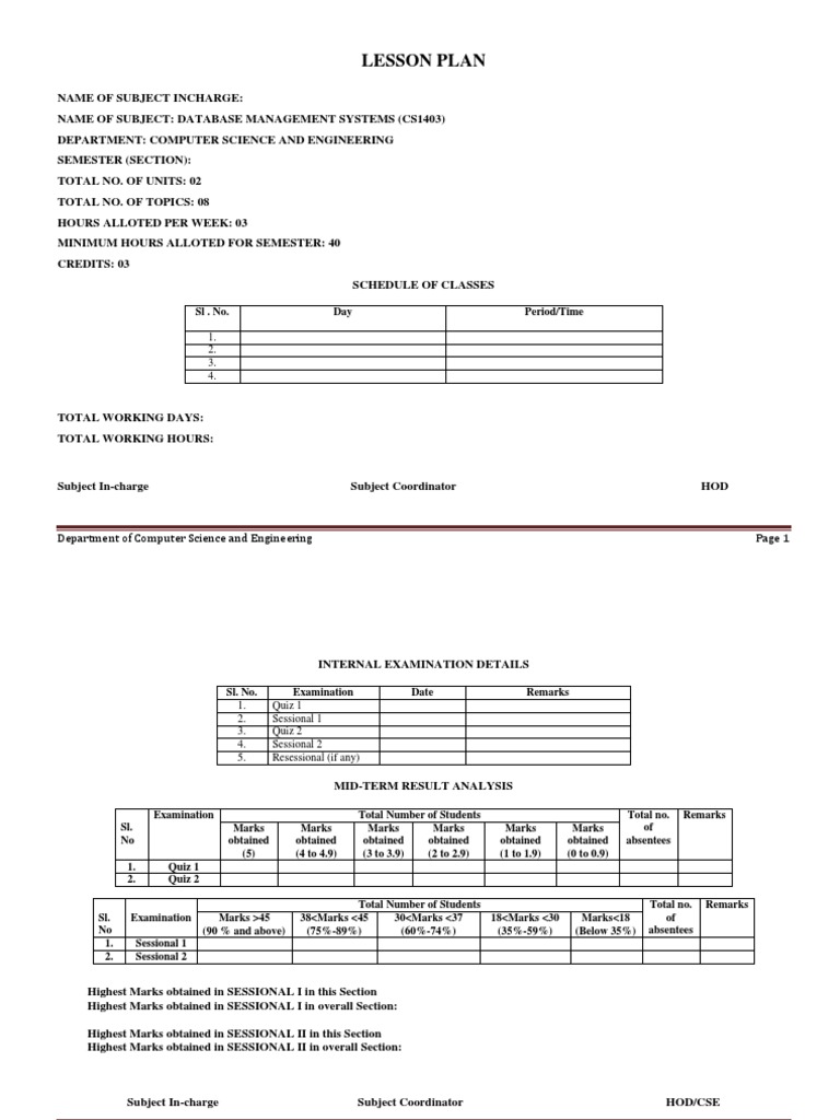 Extended - Lesson Plan Dbms 2019 | Download Free PDF | Databases | No Sql