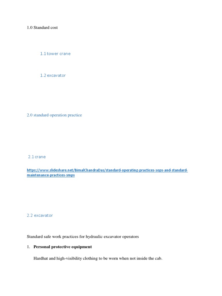 Excavator Safe Operating Procedures | PDF | Machines | Personal ...