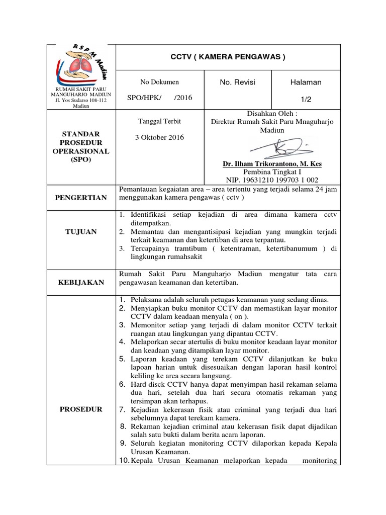 Sop CCTV | PDF