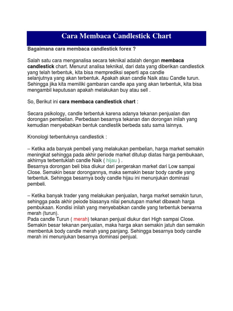 Cara Membaca Candlestick Chart Prin Dan Bca | PDF