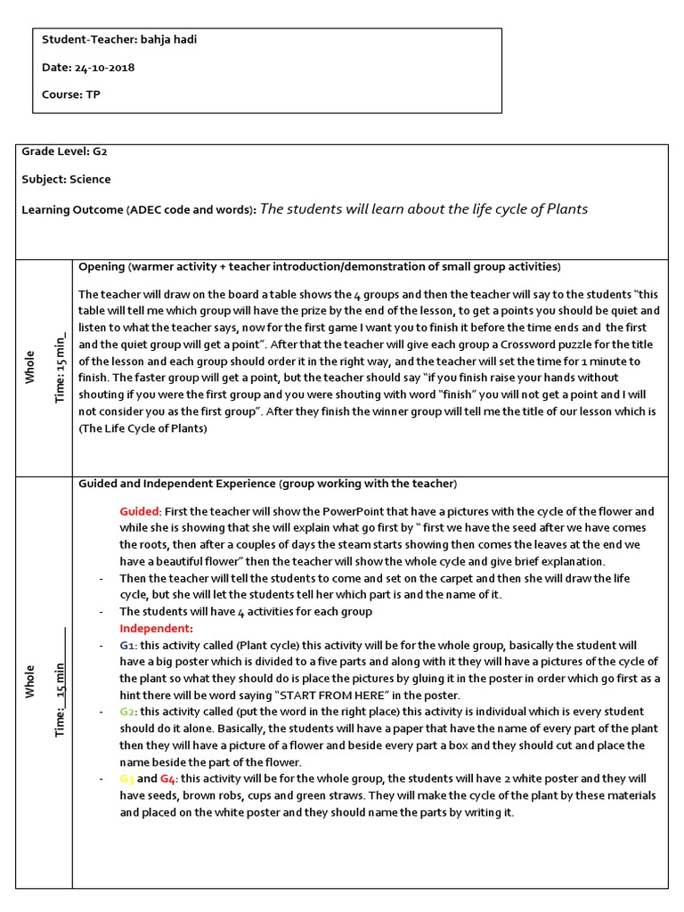 The Students Will Learn About The Life Cycle of Plants: Guided | PDF ...