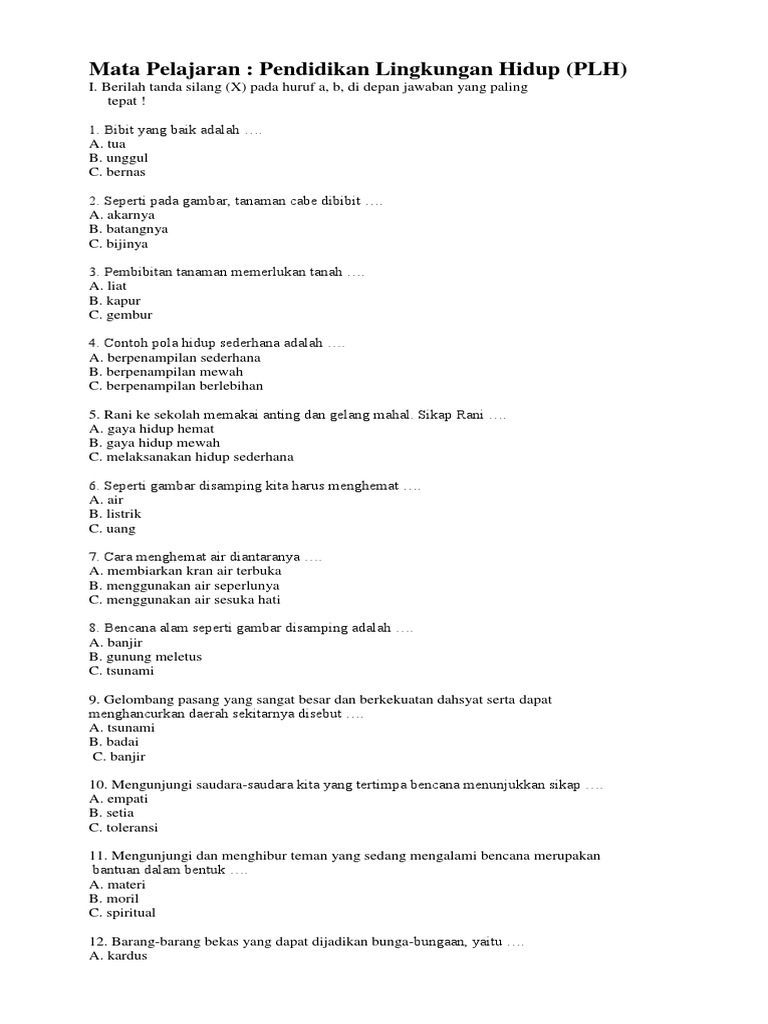Soal PLH | PDF | Perjalanan