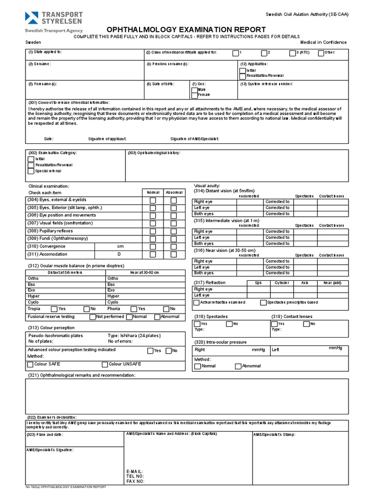 Ophthalmology Examination Report | PDF | Ophthalmology | Eye