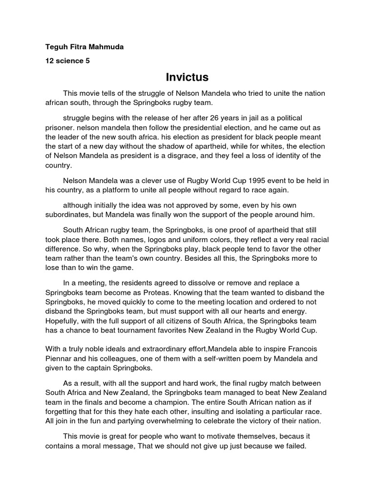 Invictus Poem Nelson Mandela