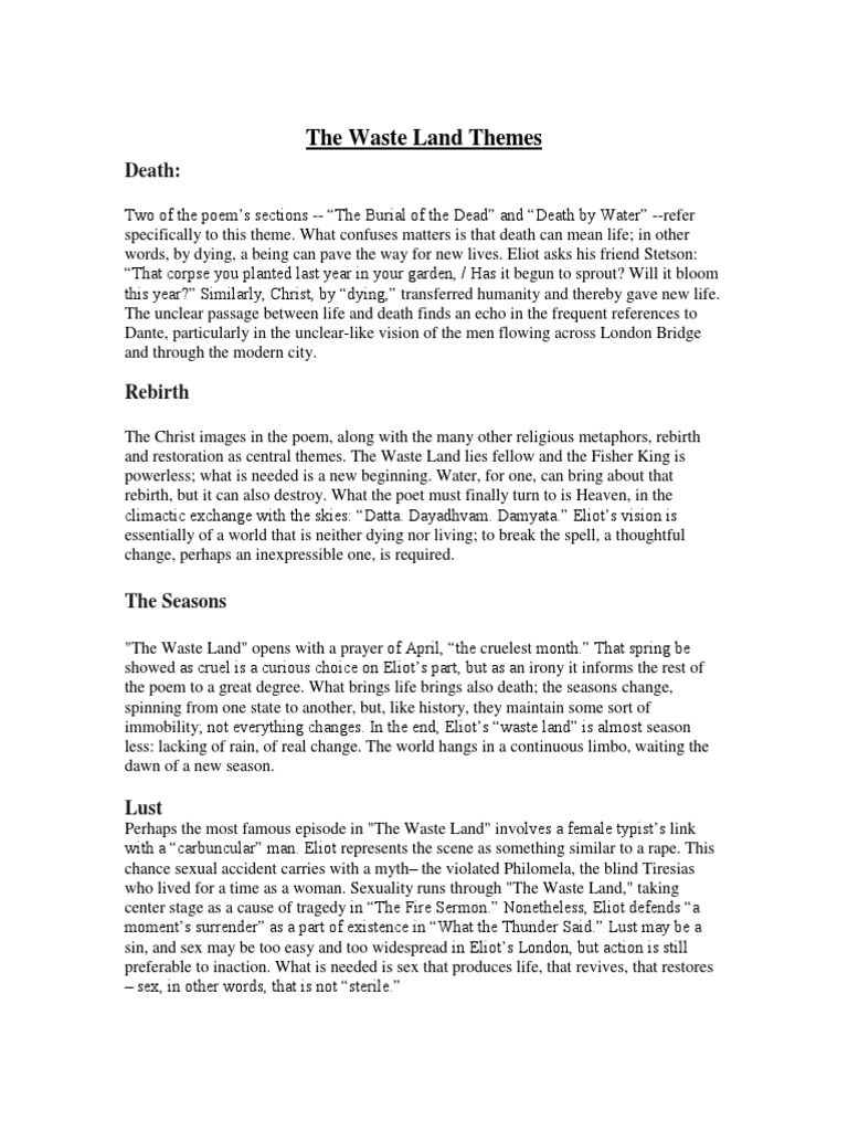 The Waste Land Themes | PDF