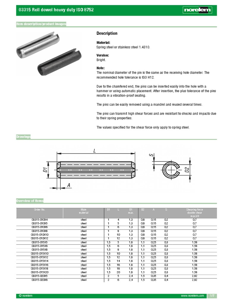 ISO 8752 Pin | PDF | Steel | Materials