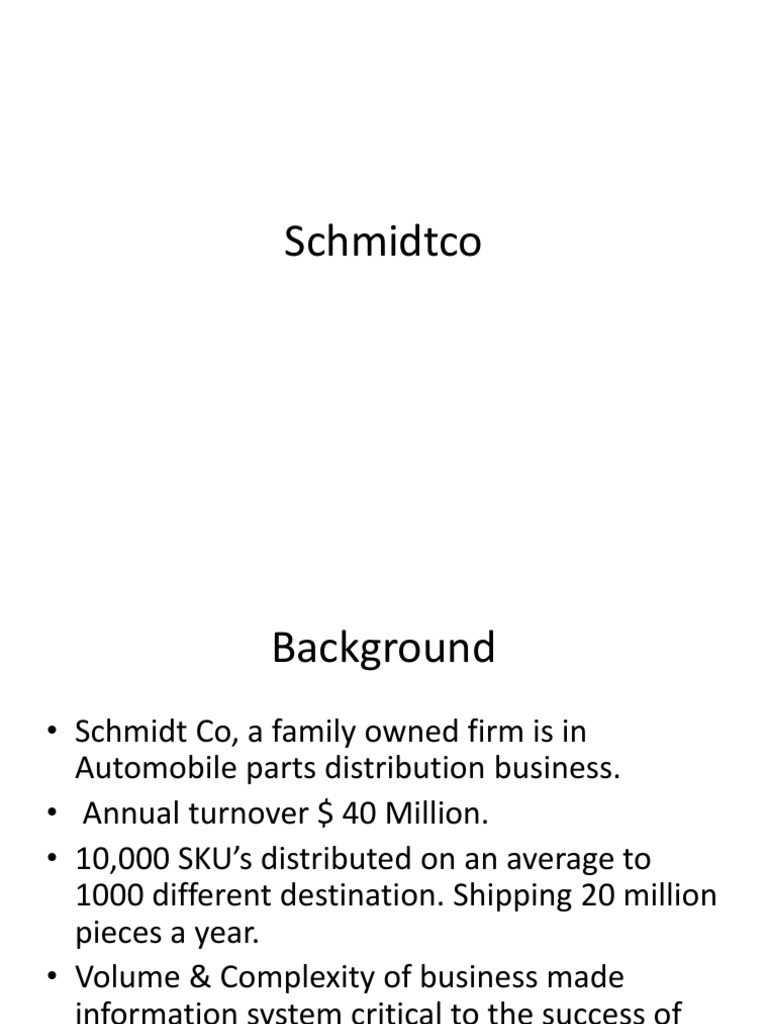 Schmidt Co | PDF | Enterprise Resource Planning | Inventory