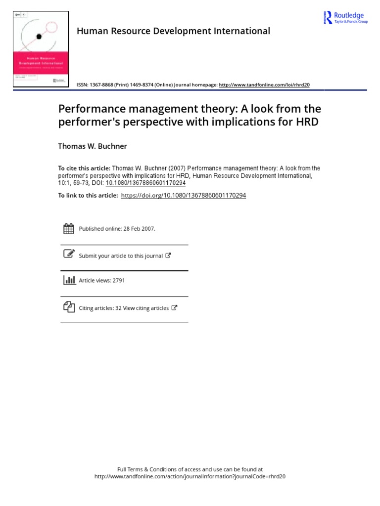 Performance Management Theory A Look From The Performer S Perspective ...
