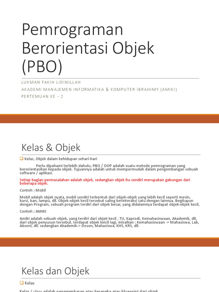 Pemahaman Dasar Pemrograman Berorientasi Objek | PDF