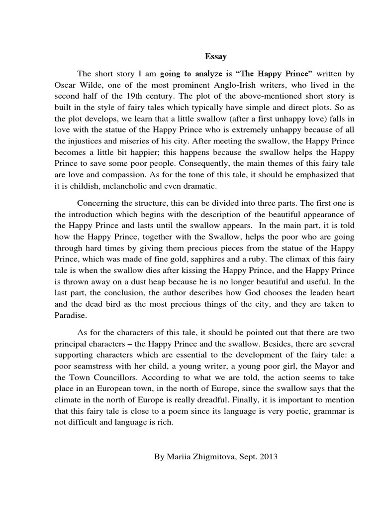 An Analysis of Oscar Wilde's Short Story 'The Happy Prince': Exploring ...