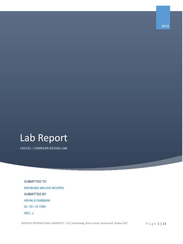 Compiler Lab Report, DIU | PDF | Computer Standards | Software Engineering
