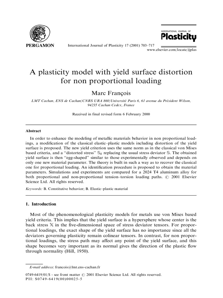 200100-A Plasticity Model With Yield Surface D | PDF | Yield ...