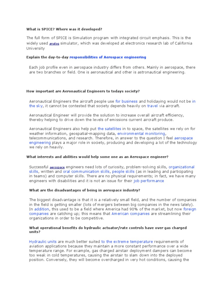Responsibilities of Aerospace Engineering: Analog | PDF | Resonance ...