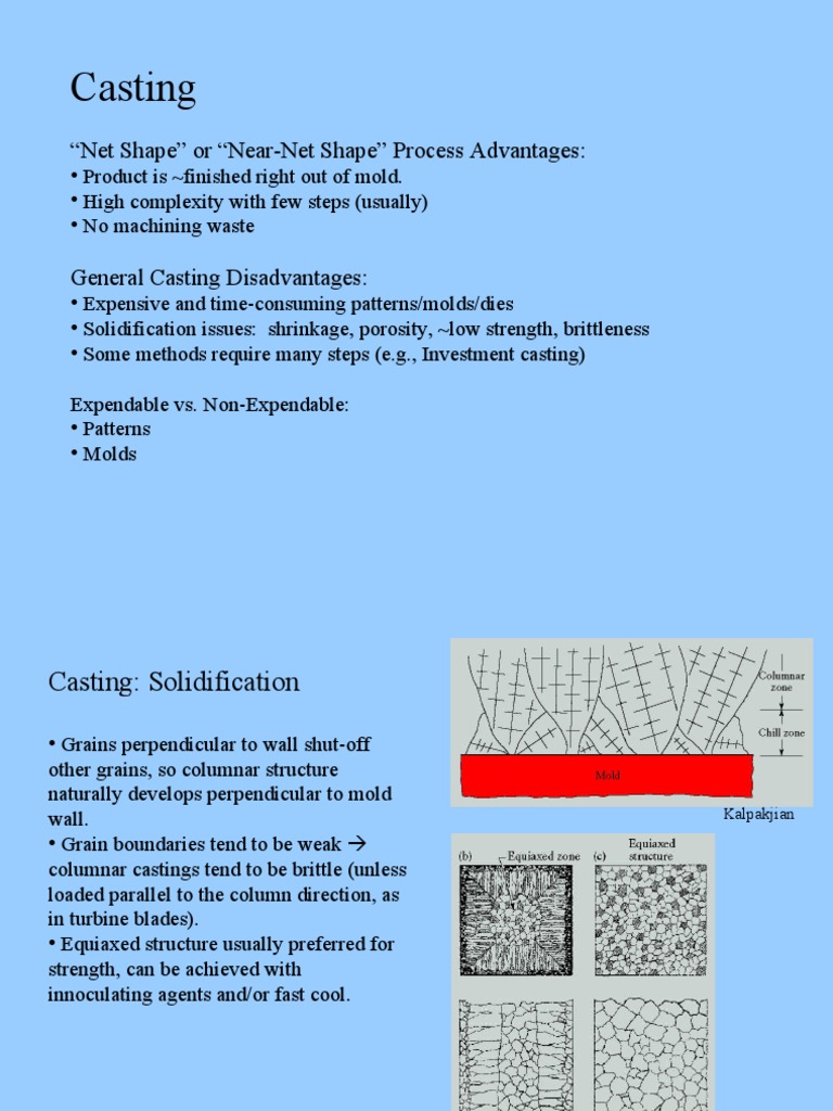 Casting: "Net Shape" or "Near-Net Shape" Process Advantages | PDF ...