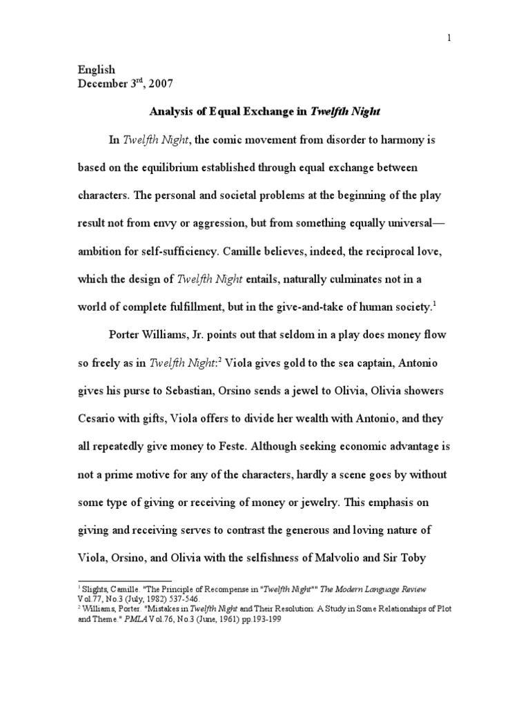 Twelfth Night Final Essay | PDF | Twelfth Night