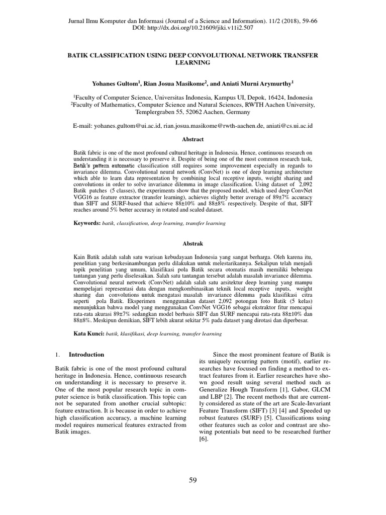 Batik Classification Using Deep Convolutional Netw Pdf Artificial Neural Network Deep Learning