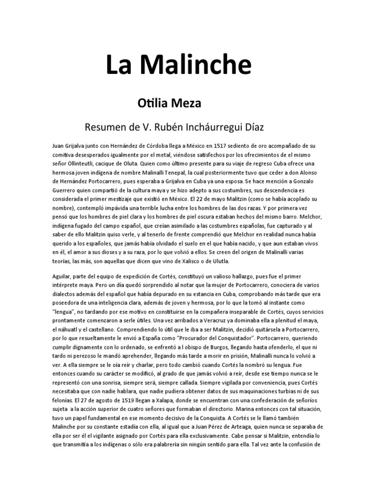 La Malinche | PDF | Hernán Cortés | Colonización europea de las Américas