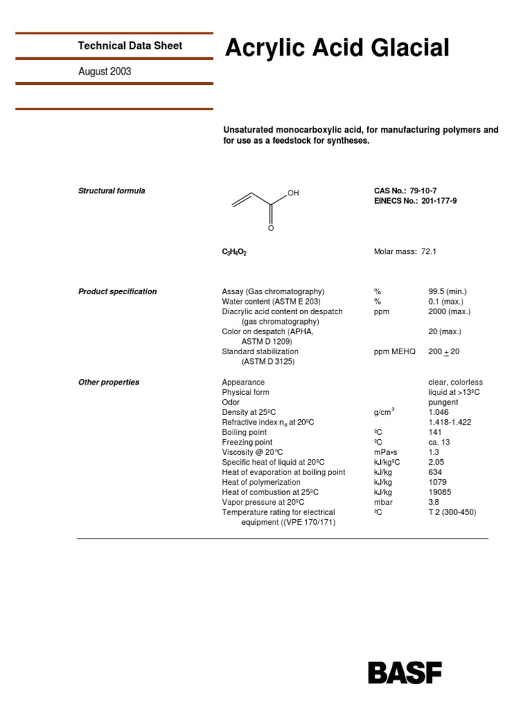 Acrylic Acid | PDF | Carboxylic Acid | Poly(Methyl Methacrylate)