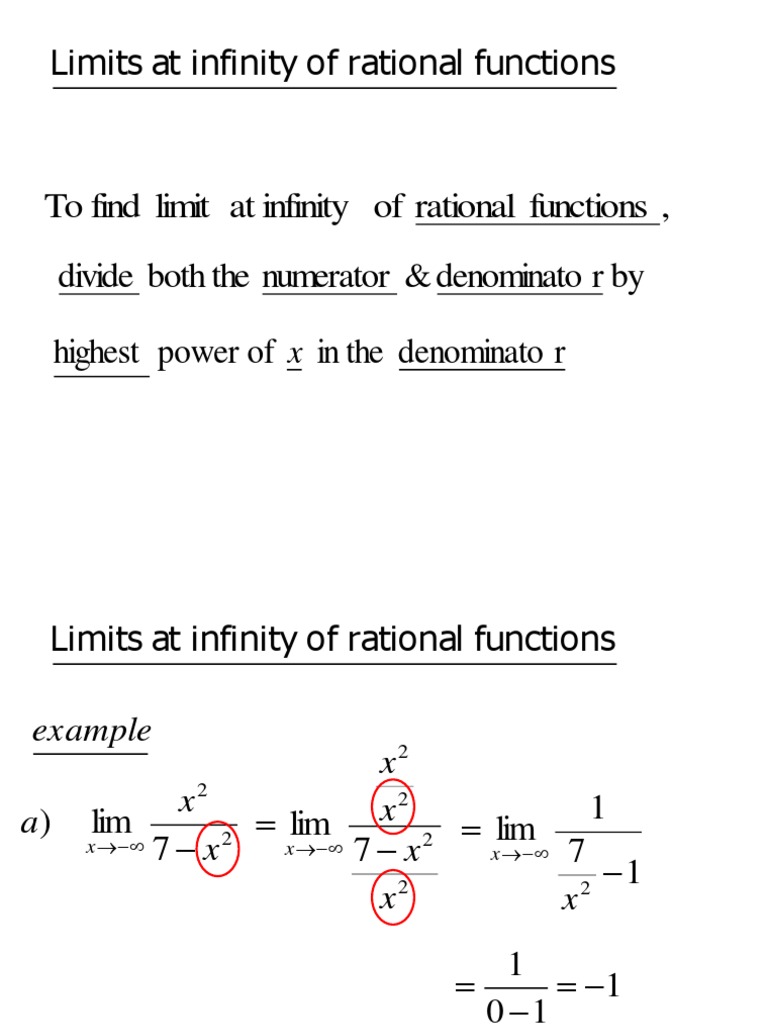 Functions Rational Of Infinity At Limit Find To By R Denominato