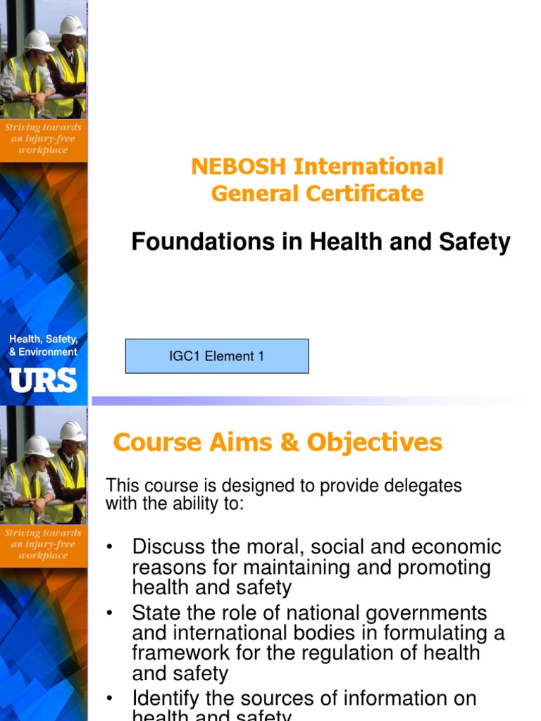 Nebosh Igc1 Element 1 Foundations For H S Rev A | PDF | Occupational Safety And Health | Safety