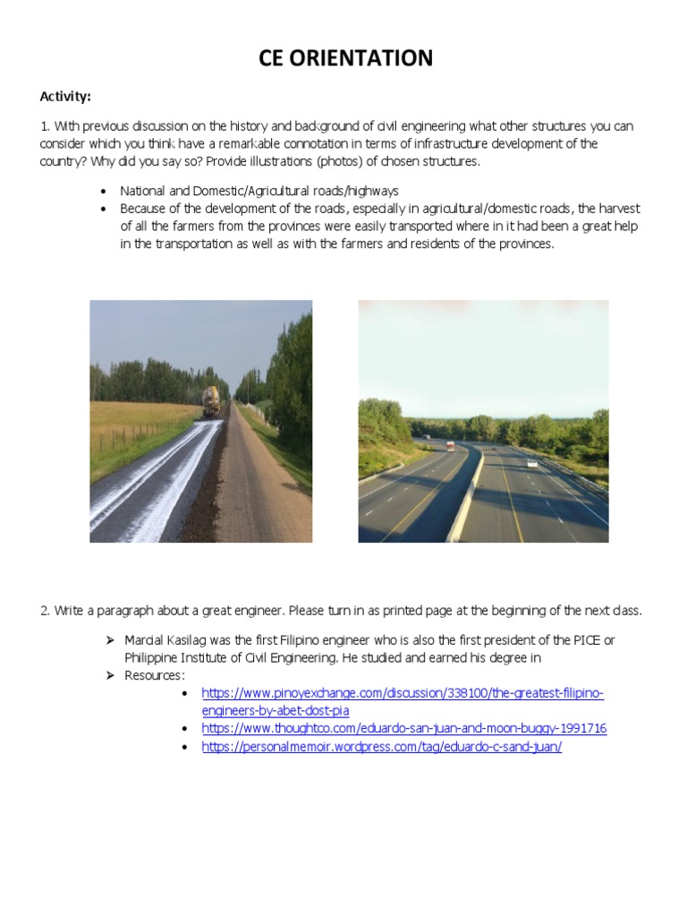 Civil Engineering Orientation | PDF