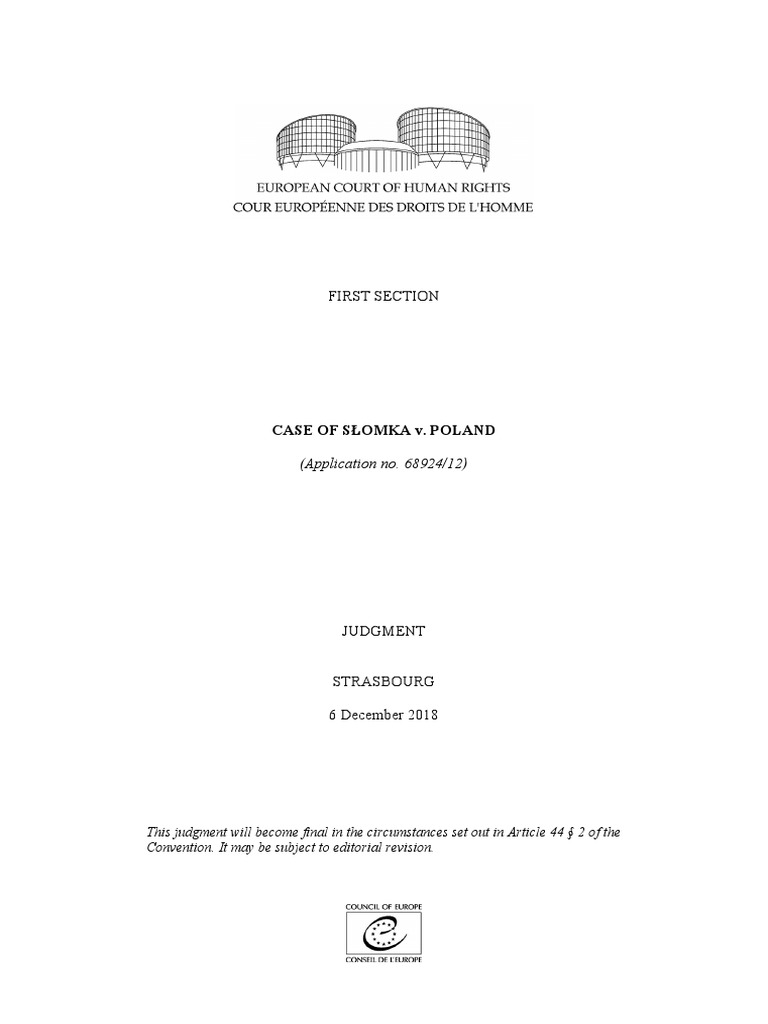 Case of Slomka v. Poland | PDF | Contempt Of Court | Judgment (Law)