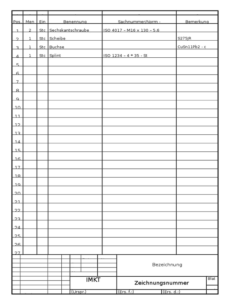 Stueckliste Nach DIN 6771 2 | PDF