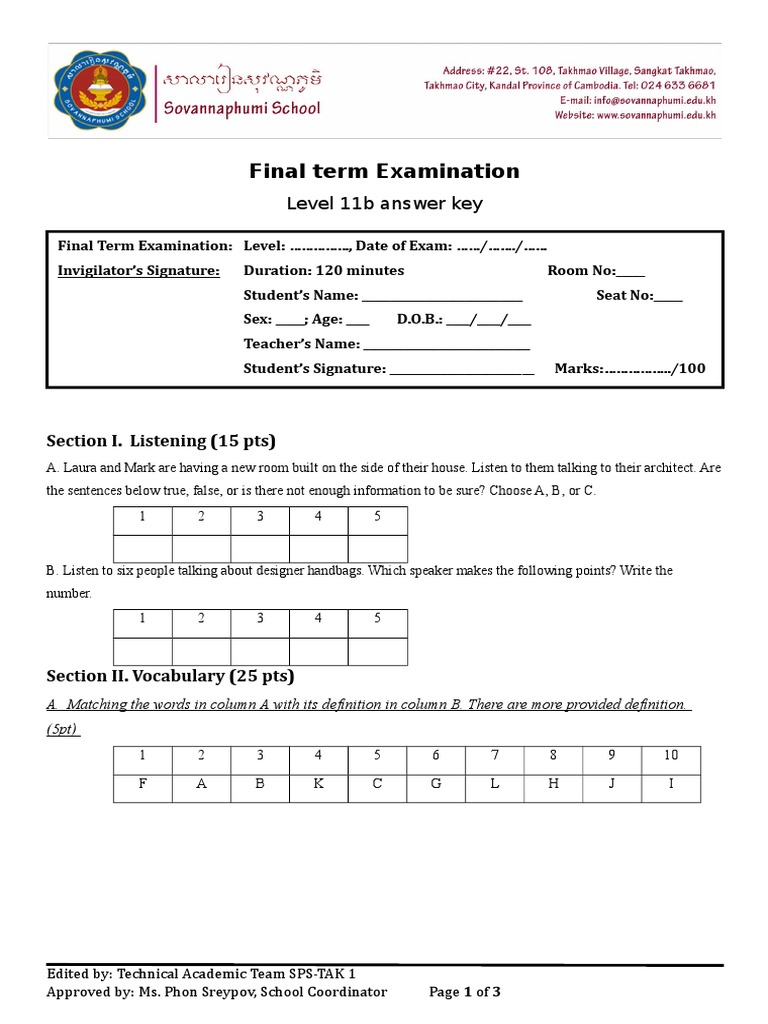 Answer KEY | PDF | Language Mechanics | Syntax