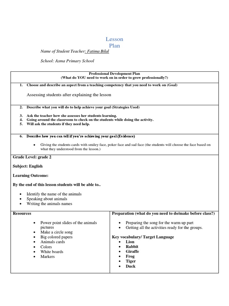 lesson plan animals | Lesson Plan | Behaviorism