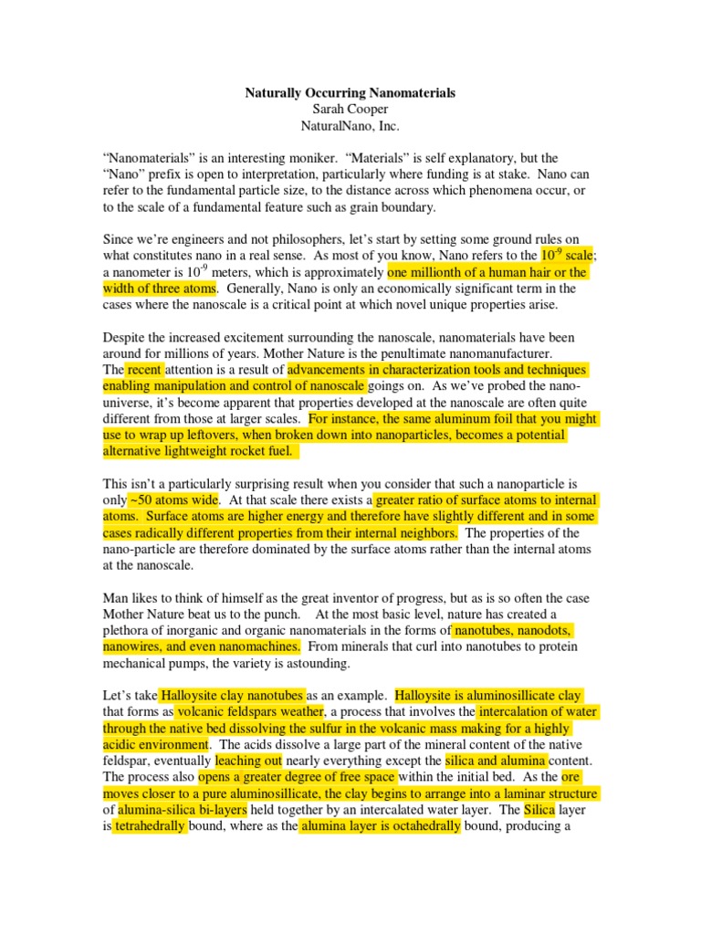 Examples of Natural Nanomaterials | PDF | Nanotechnology | Nanomaterials
