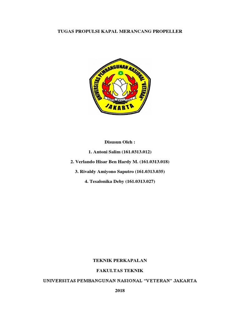 Tugas Propulsi Kapal Merancang Propeller | PDF | Teknologi & Rekayasa
