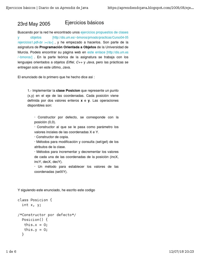 Ejercicios POO Java | PDF | Objeto (informática) | Programación ...