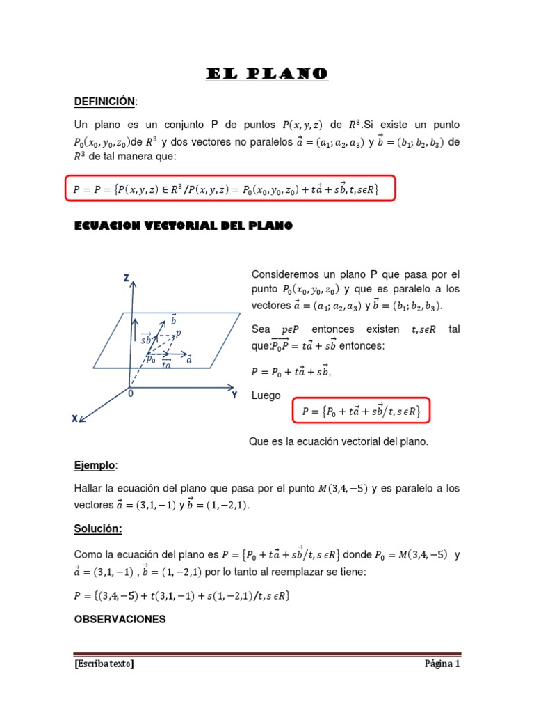 Ecuación Vectorial del Plano en R3 | PDF | Línea (geometría ...