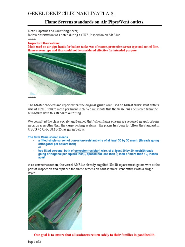 Flame Screens Standards On Air Pipes Vent Outlets | PDF