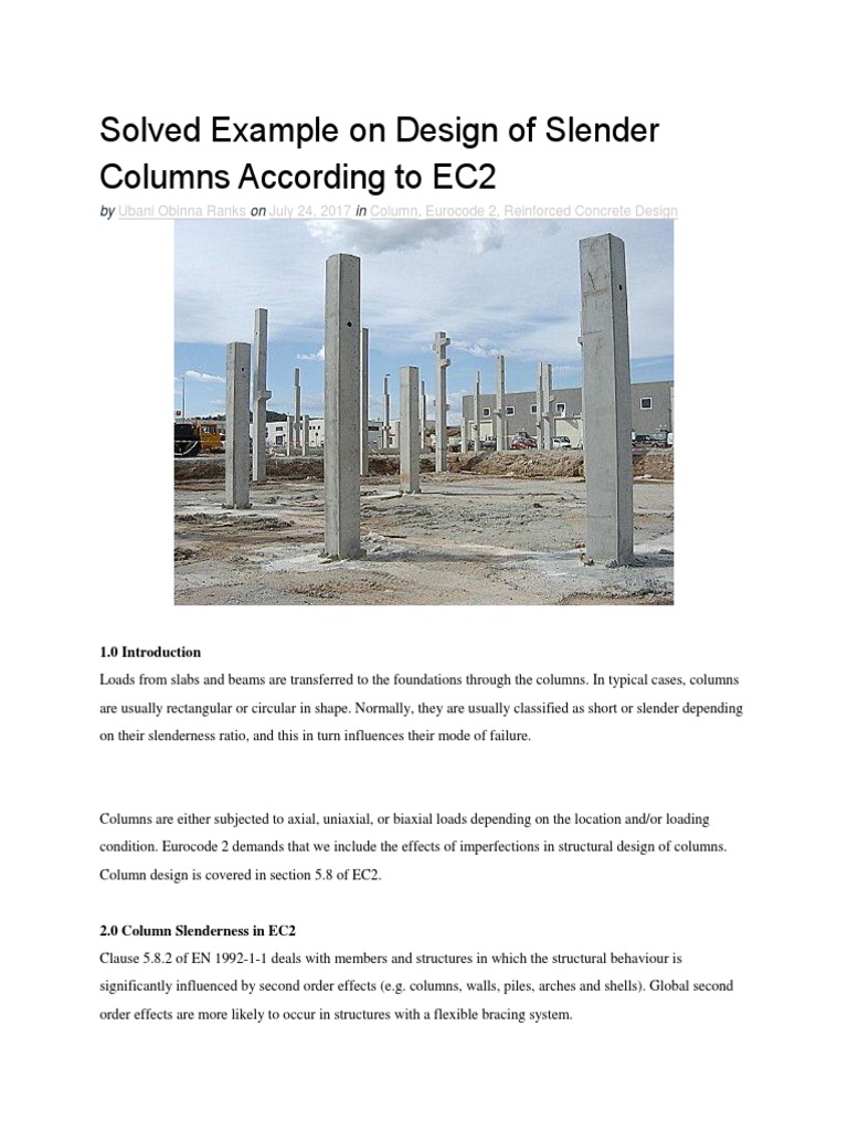 Solved Example On Design of Slender Columns According To EC2 | Download ...