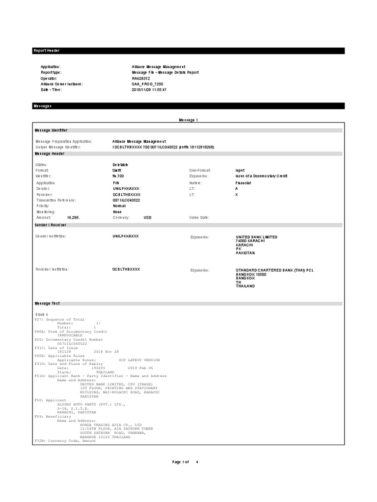 LC Swift | PDF | Invoice | Bill Of Lading