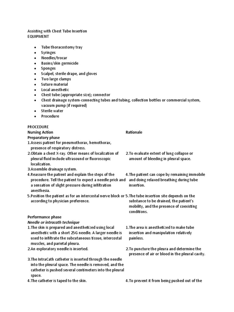Assisting With Chest Tube Insertion | PDF | Medical Specialties | Nature