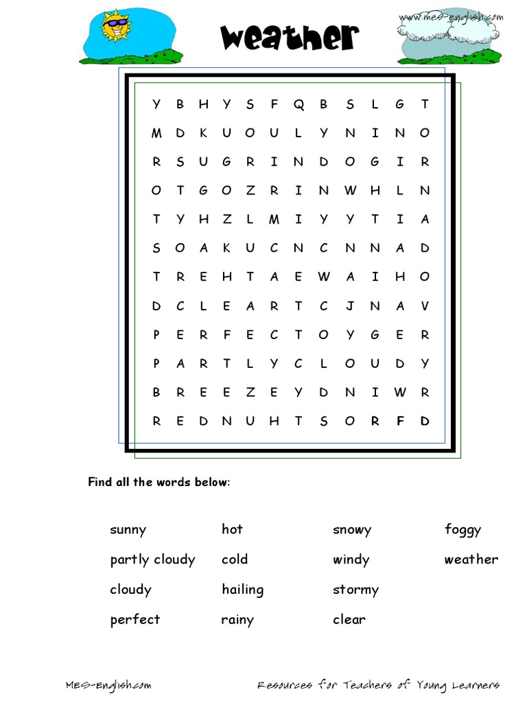 Weather Wordsearch | PDF | Word Puzzles | Meteorology